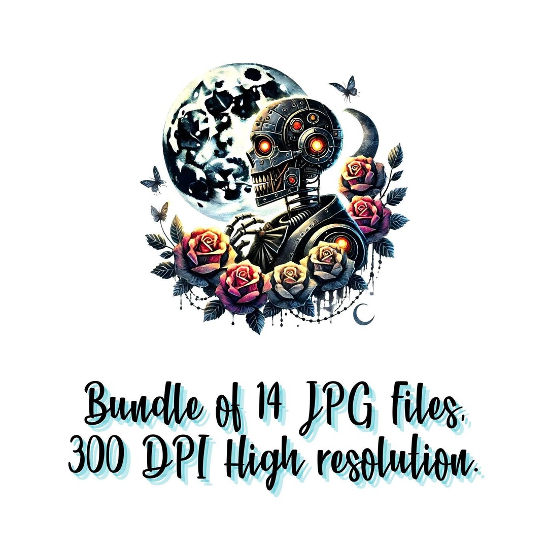 14 Watercolor Gothic Robot Fantasy Clipart, Steampunk Tattoo Design ...