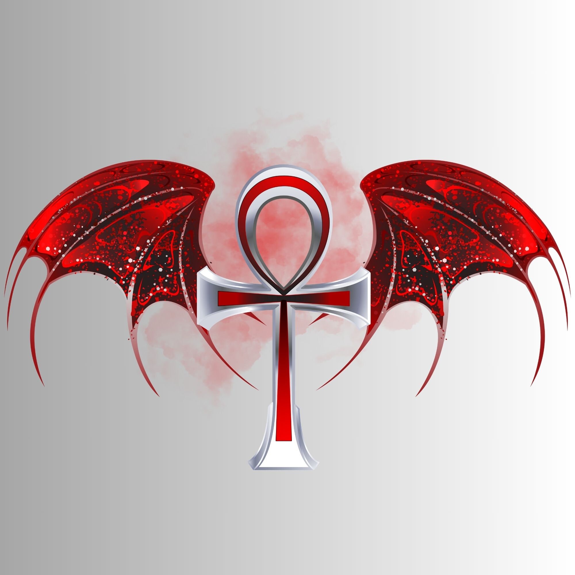 Gothic Style Ankh With Wing PNG File, Textured Grunge Clipart ...