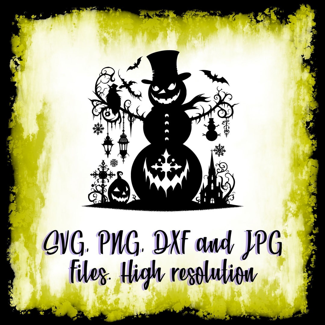 Gothic Style Snowman SVG File, Christmas Clipart Vector Silhouette ...