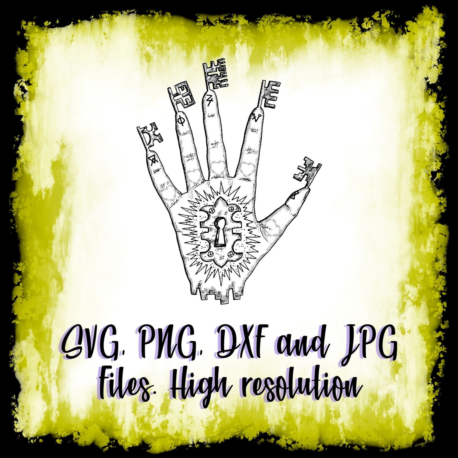 Gothic Style Hand With Keyhole SVG File, Heart Design, Clipart Vector ...