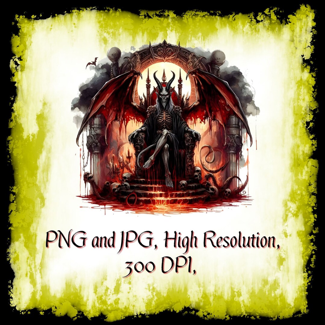 Watercolor Gothic Style Devil on Throne PNG JPG File, Tattoo Clipart ...