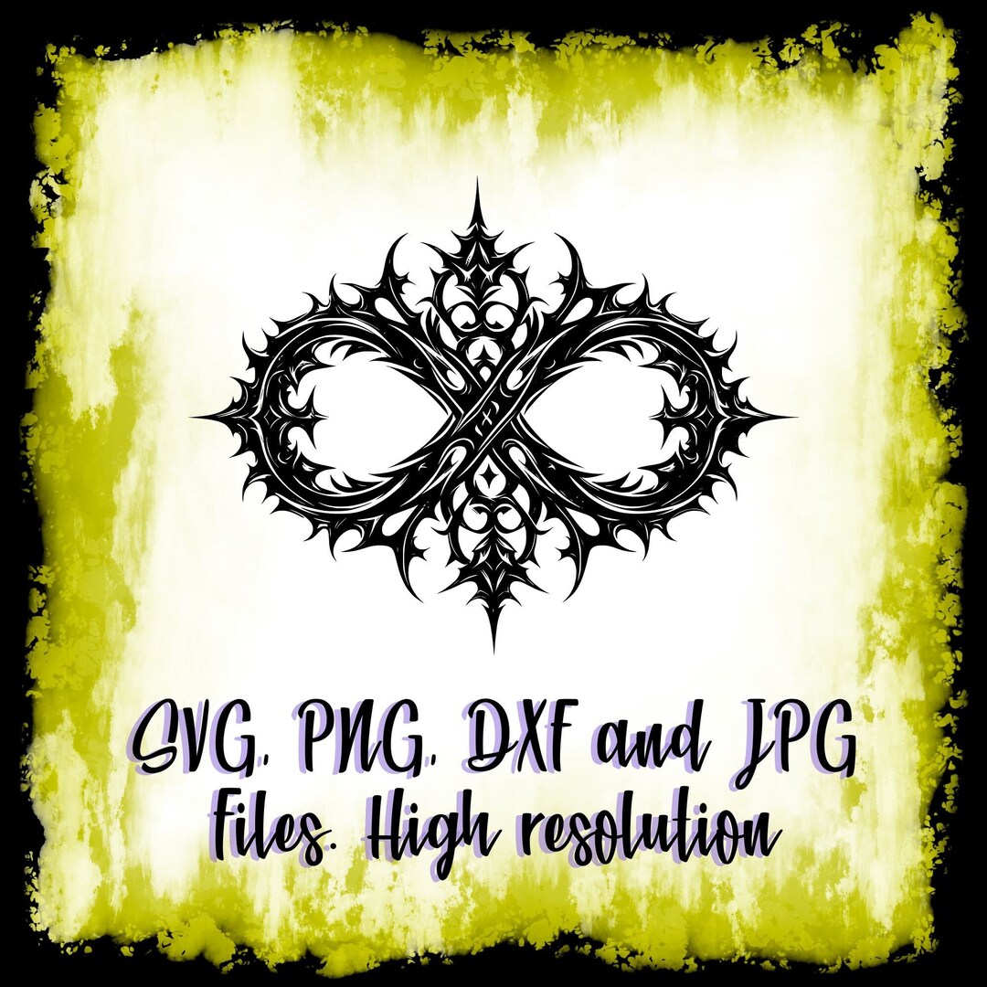 Gothic Style Infinity Symbol SVG File, Black and White PNG, Clipart Vector Silhouette, Mystical ...