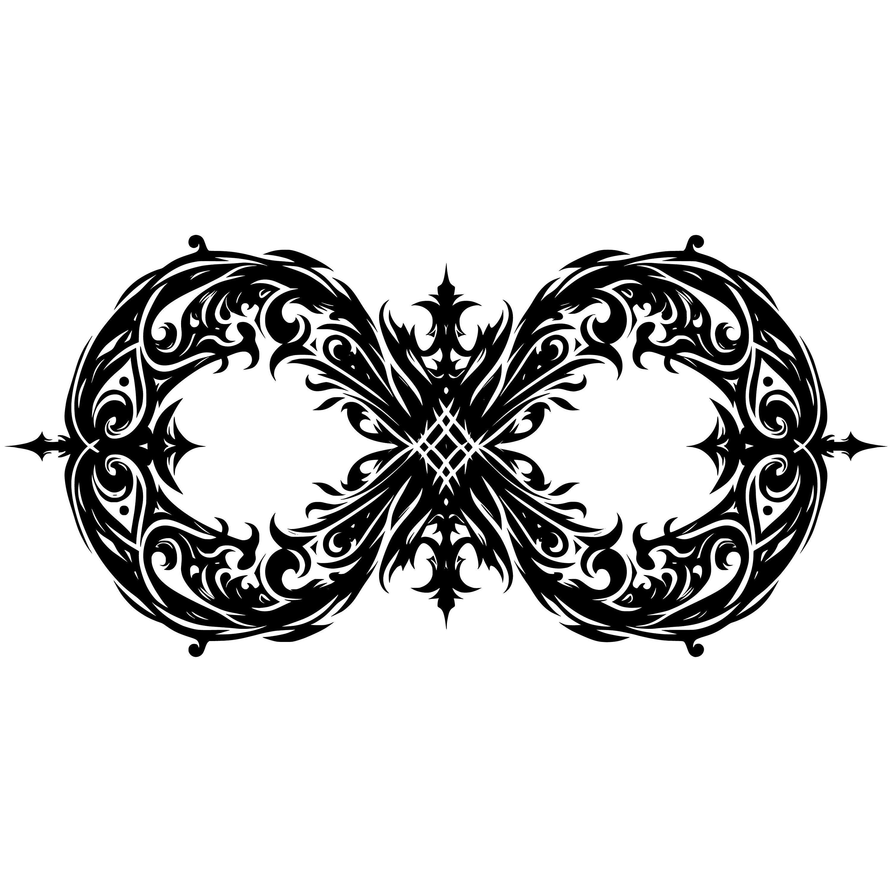 Gothic Style Infinity Symbol SVG File, Black and White PNG, Clipart Vector Silhouette, Mystical ...