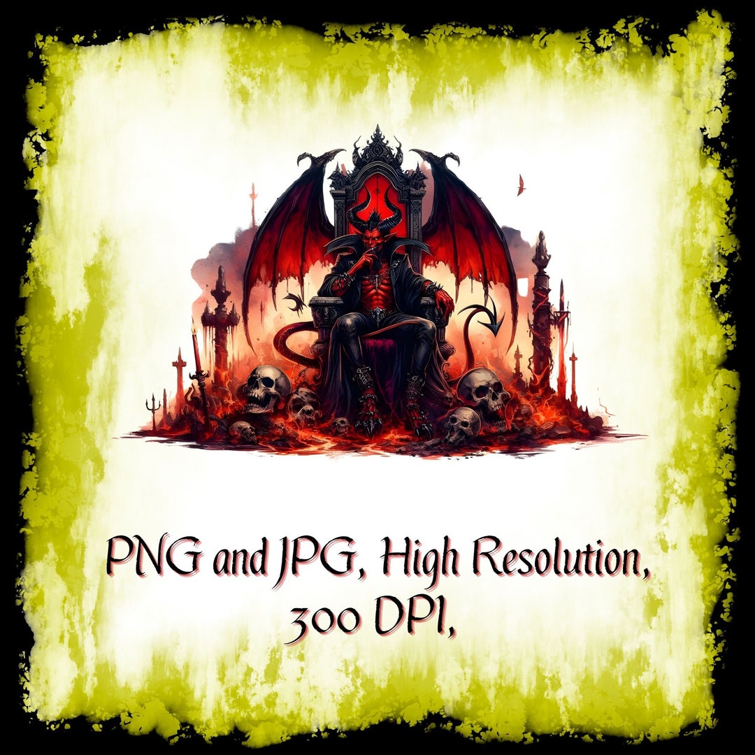 Watercolor Gothic Style Devil on Throne PNG JPG File, Tattoo Clipart ...