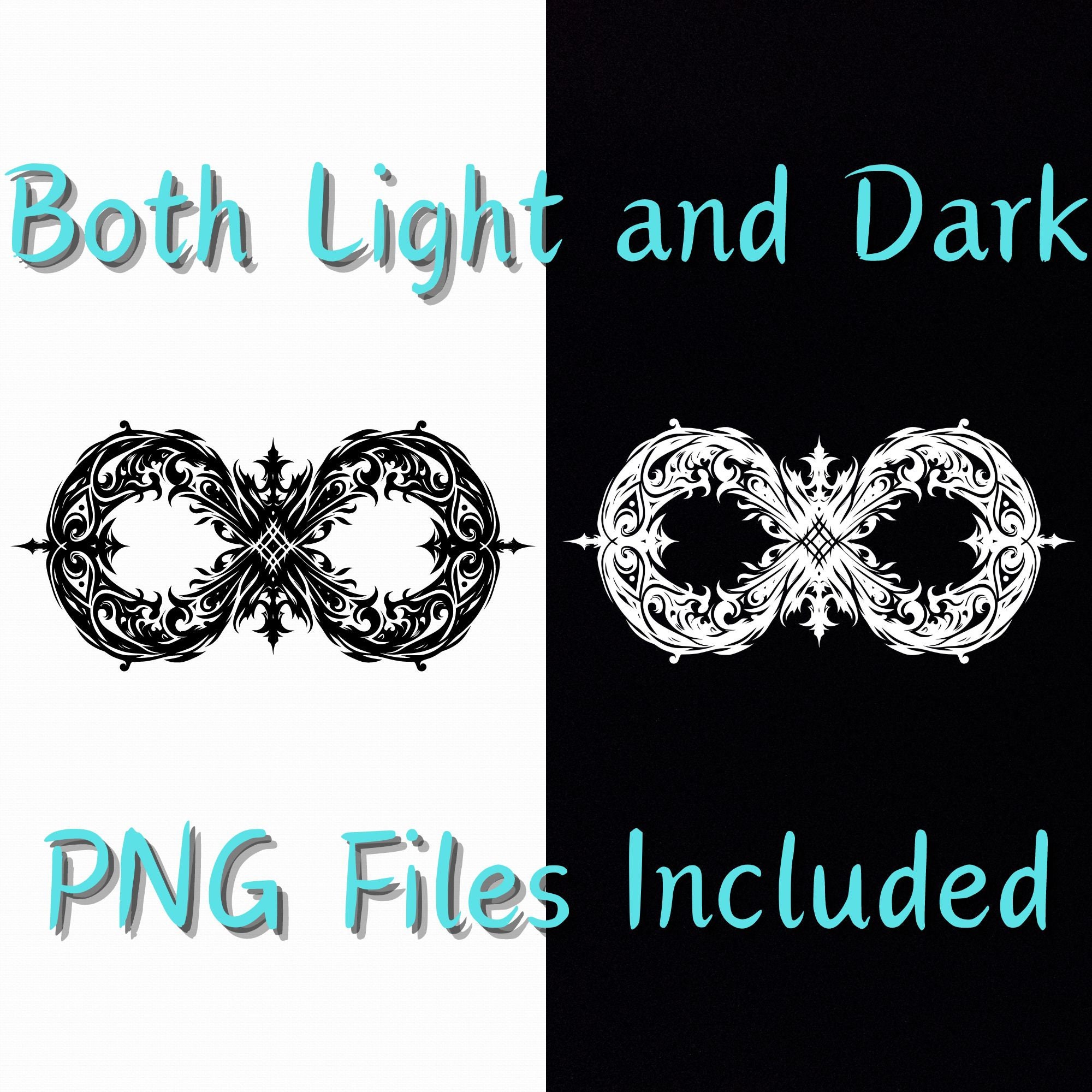 Gothic Style Infinity Symbol SVG File, Black and White PNG, Clipart Vector Silhouette, Mystical ...