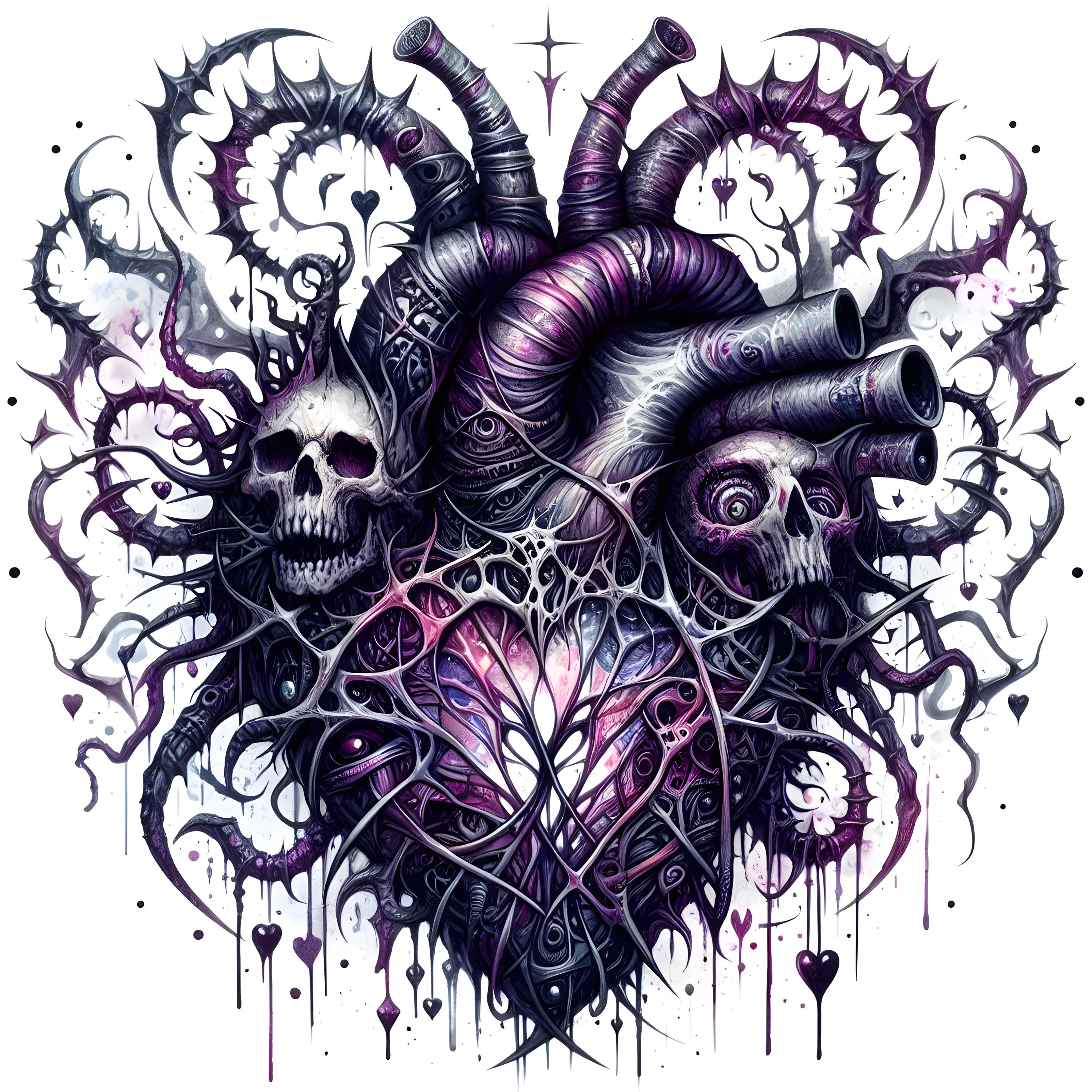 14 Watercolor Gothic Creepy Heart Fantasy Clipart JPG, Ceremony Symbol ...