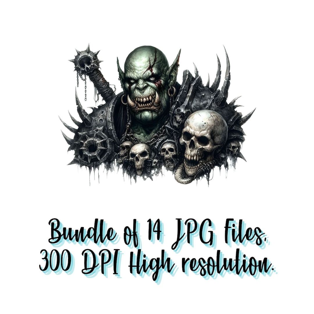 14 Watercolor Gothic Orc Clipart JPG Files, Fantasy Tattoo Design, Role ...