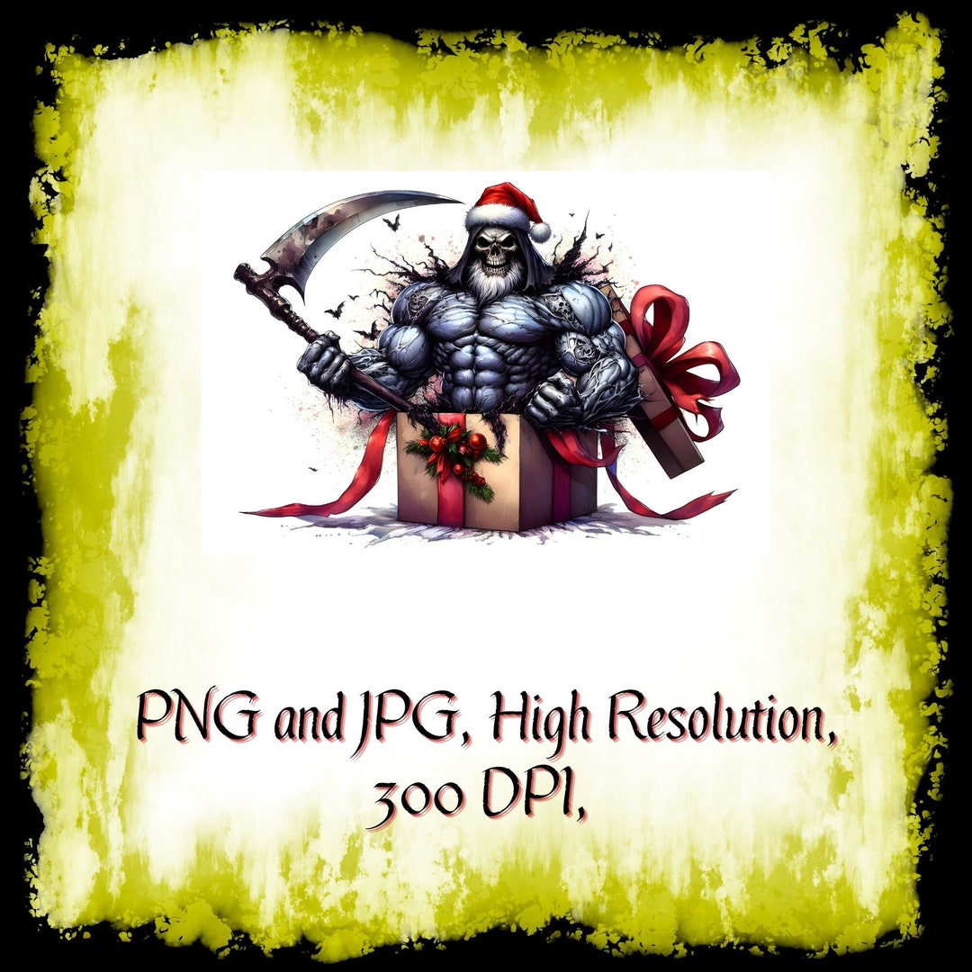 Watercolor Grim Reaper Christmas Present PNG File, Clipart Graphic ...