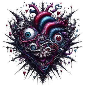 14 Watercolor Gothic Creepy Heart Fantasy Clipart JPG, Ceremony Symbol ...