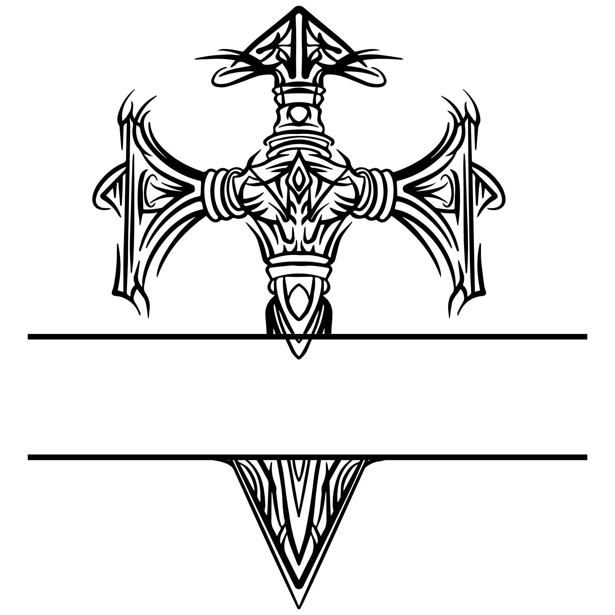 Split Monogram Gothic Style Tribal Cross SVG PNG, Instant Digital ...