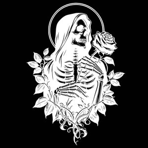 Gothic Style Grim Reaper With Rose SVG File, Scary Funny Clipart Vector ...