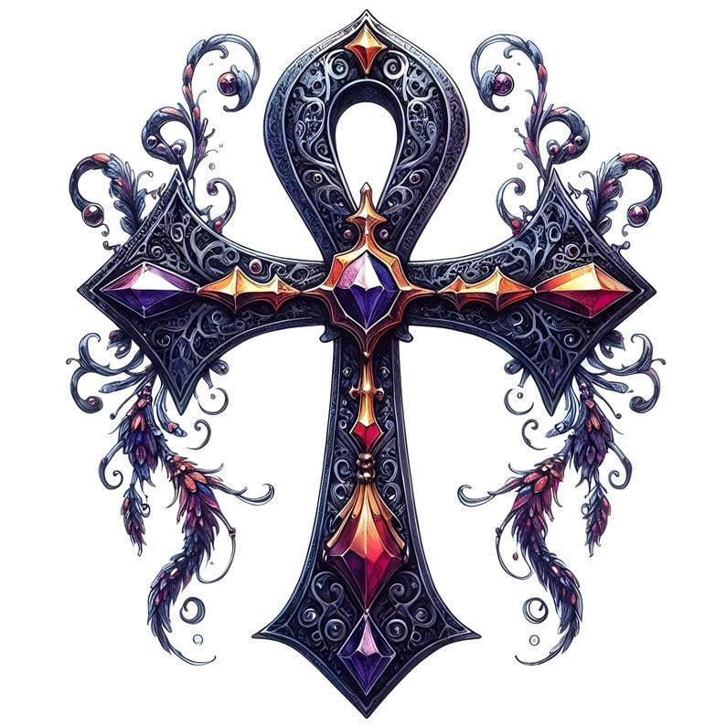 14 Watercolor Gothic Ankh Clipart JPG File, Fantasy Wall Decor, High ...