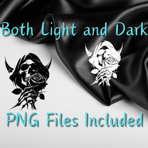 Gothic Style Grim Reaper With Rose SVG File, Scary Funny Clipart Vector ...
