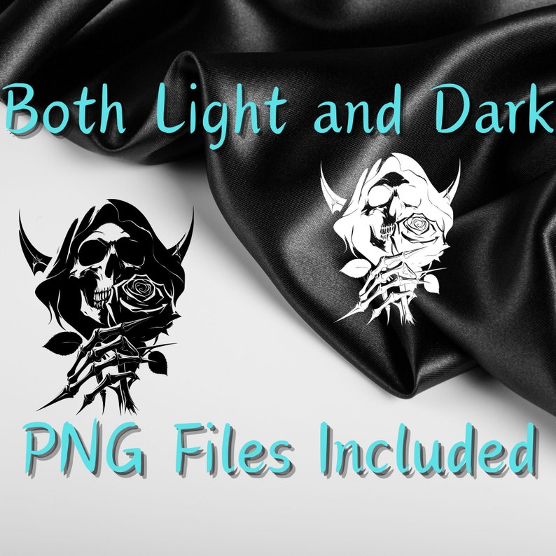 Gothic Style Grim Reaper With Rose SVG File, Scary Funny Clipart Vector ...