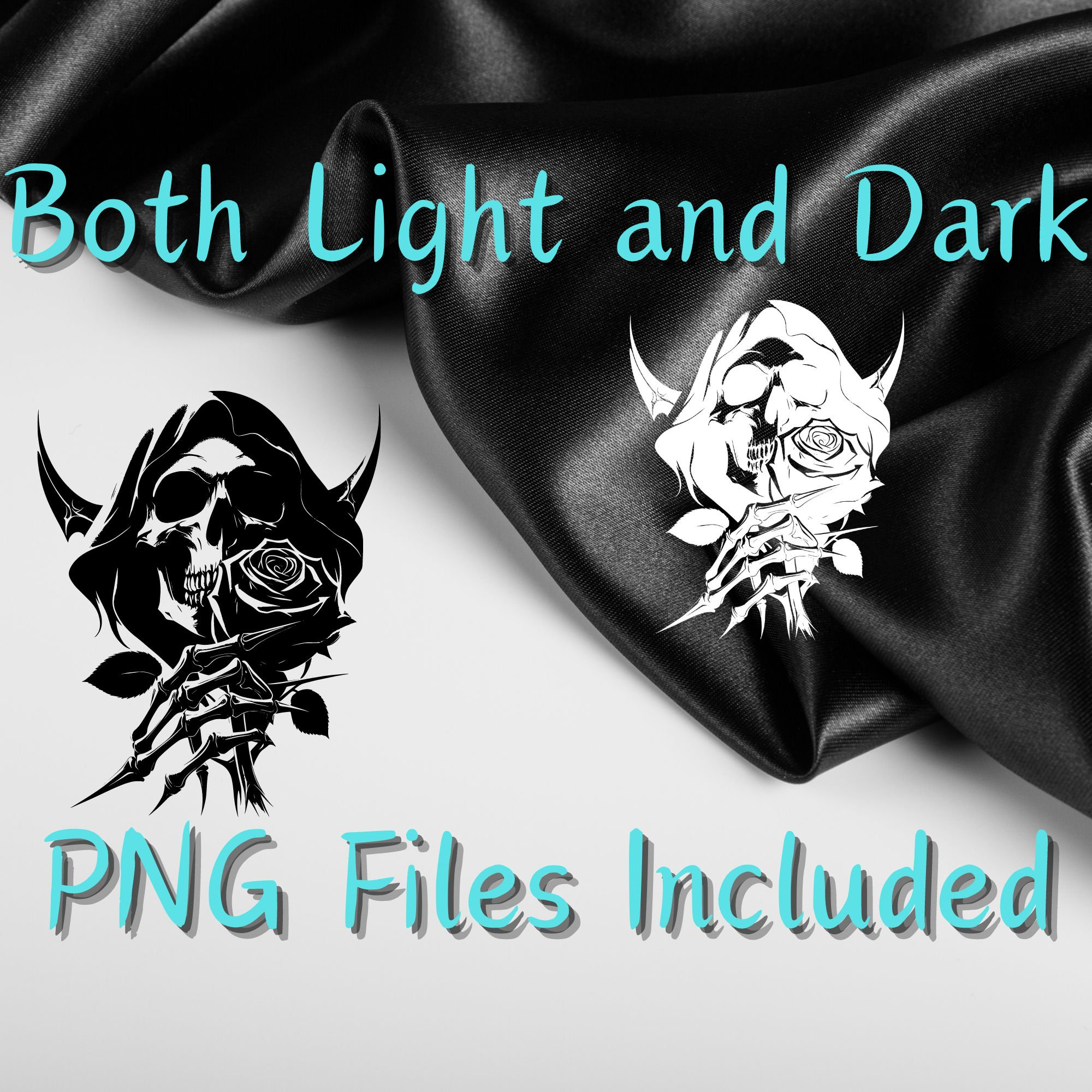 Gothic Style Grim Reaper With Rose SVG File, Scary Funny Clipart Vector ...