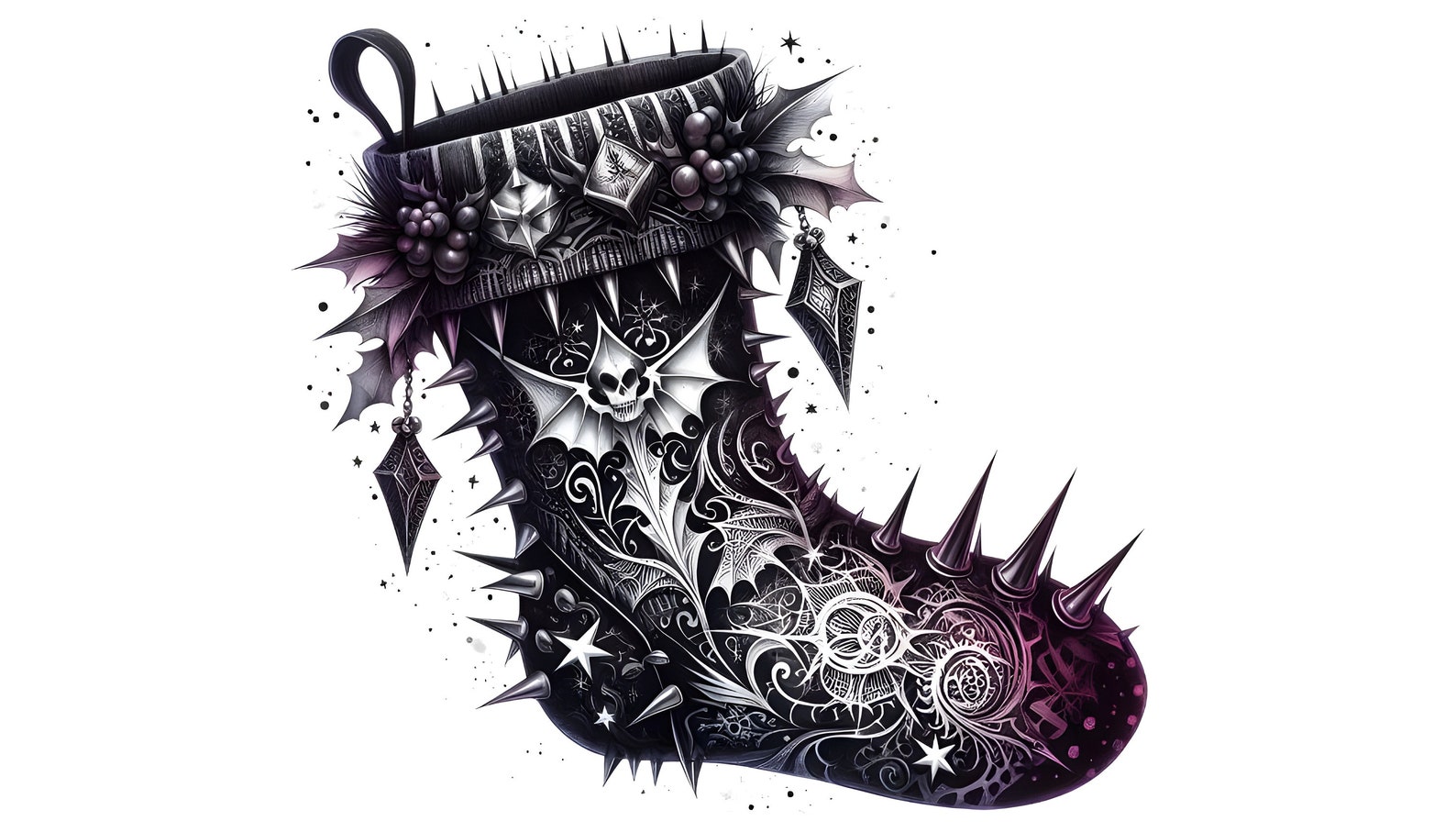 14 Watercolor Gothic Christmas Stocking Clipart JPG File, Holiday ...