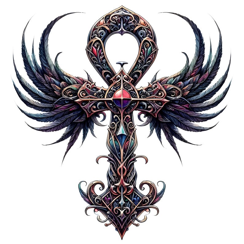 14 Watercolor Gothic Ankh Clipart JPG File, Fantasy Wall Decor, High ...