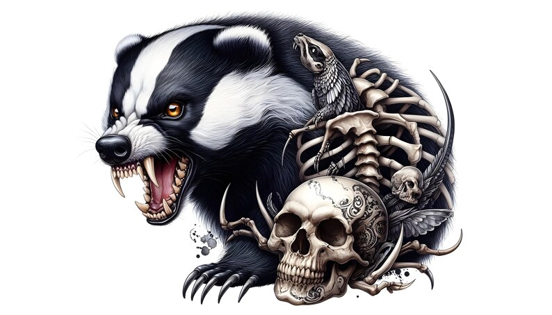 14 Watercolor Gothic Badger Clipart JPG Files, Spirit Animal Tattoo ...