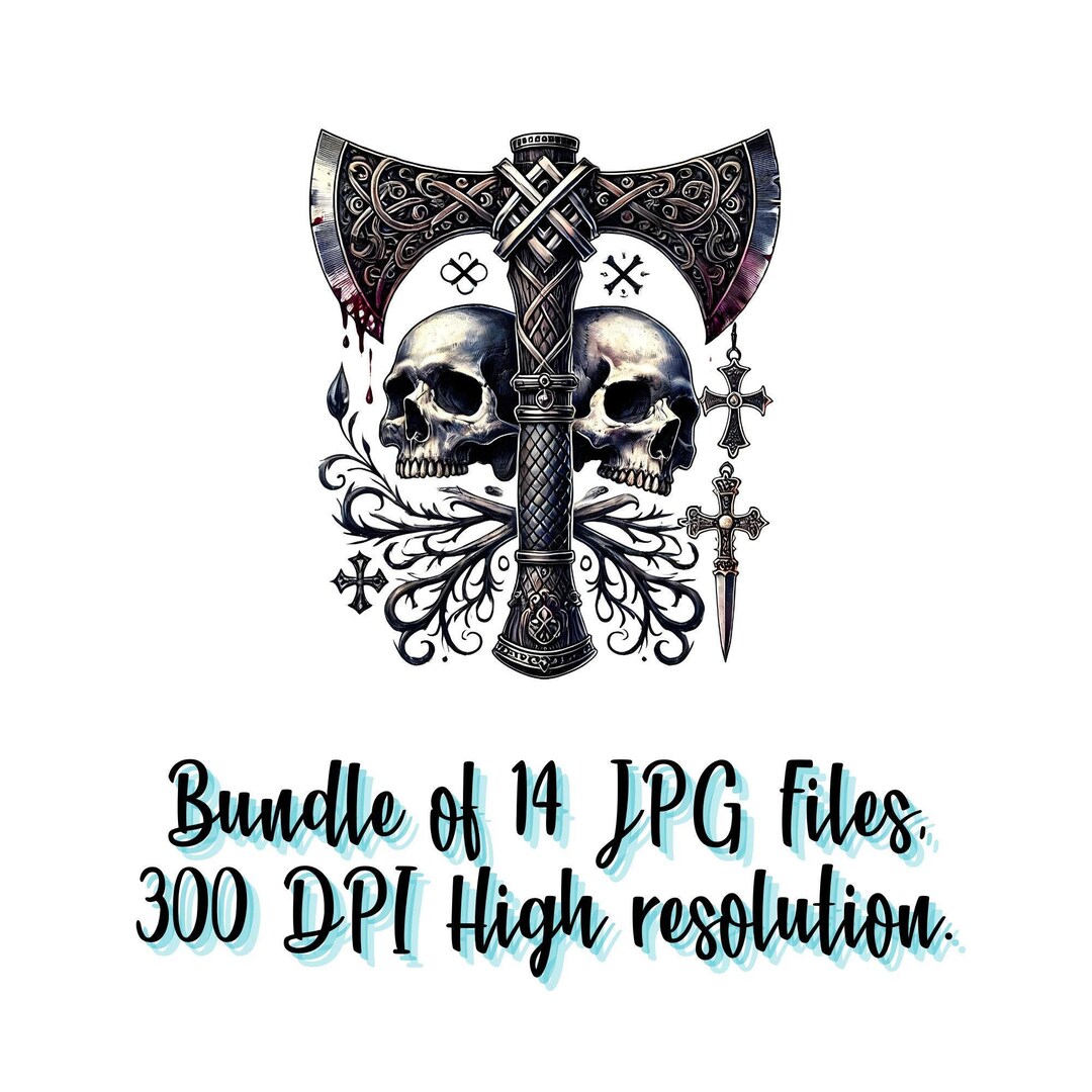 14 Watercolor Gothic Hatchet Fantasy Clipart, Ceremonial Symbol High ...