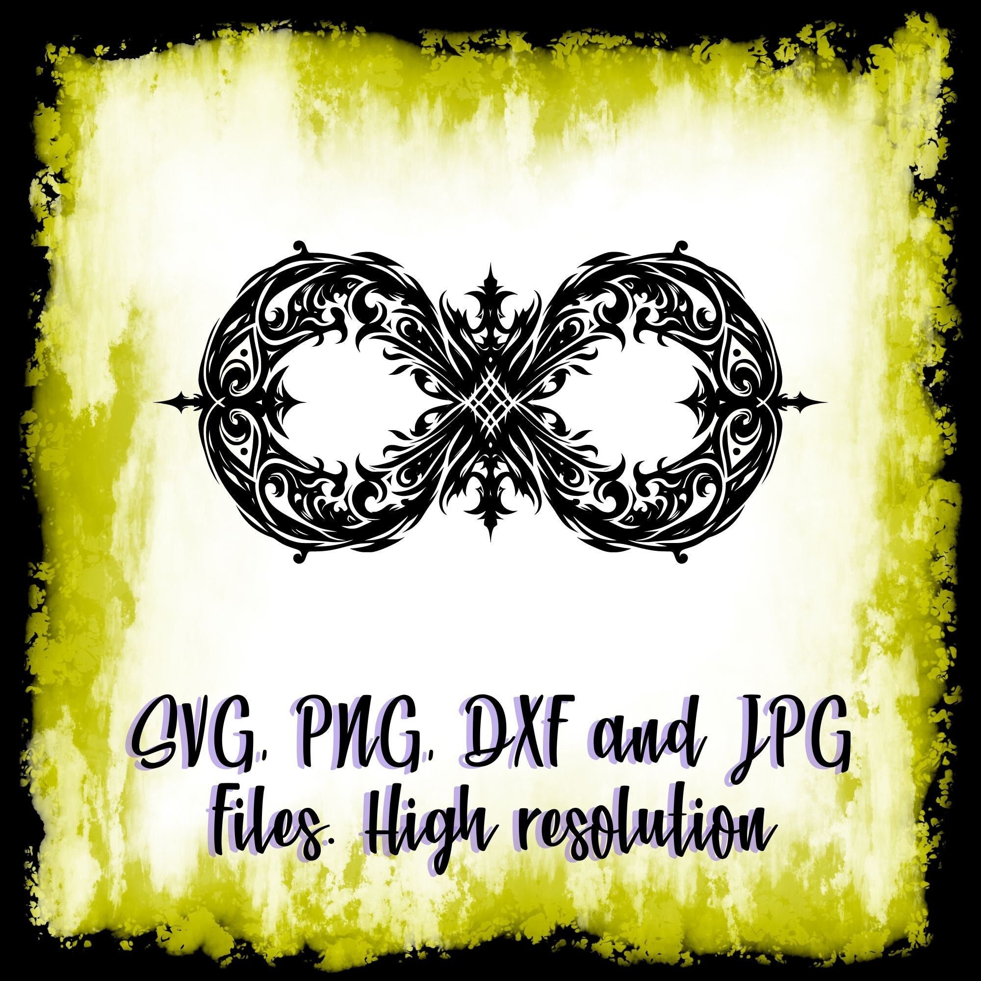 Gothic Style Infinity Symbol SVG File, Black and White PNG, Clipart Vector Silhouette, Mystical ...