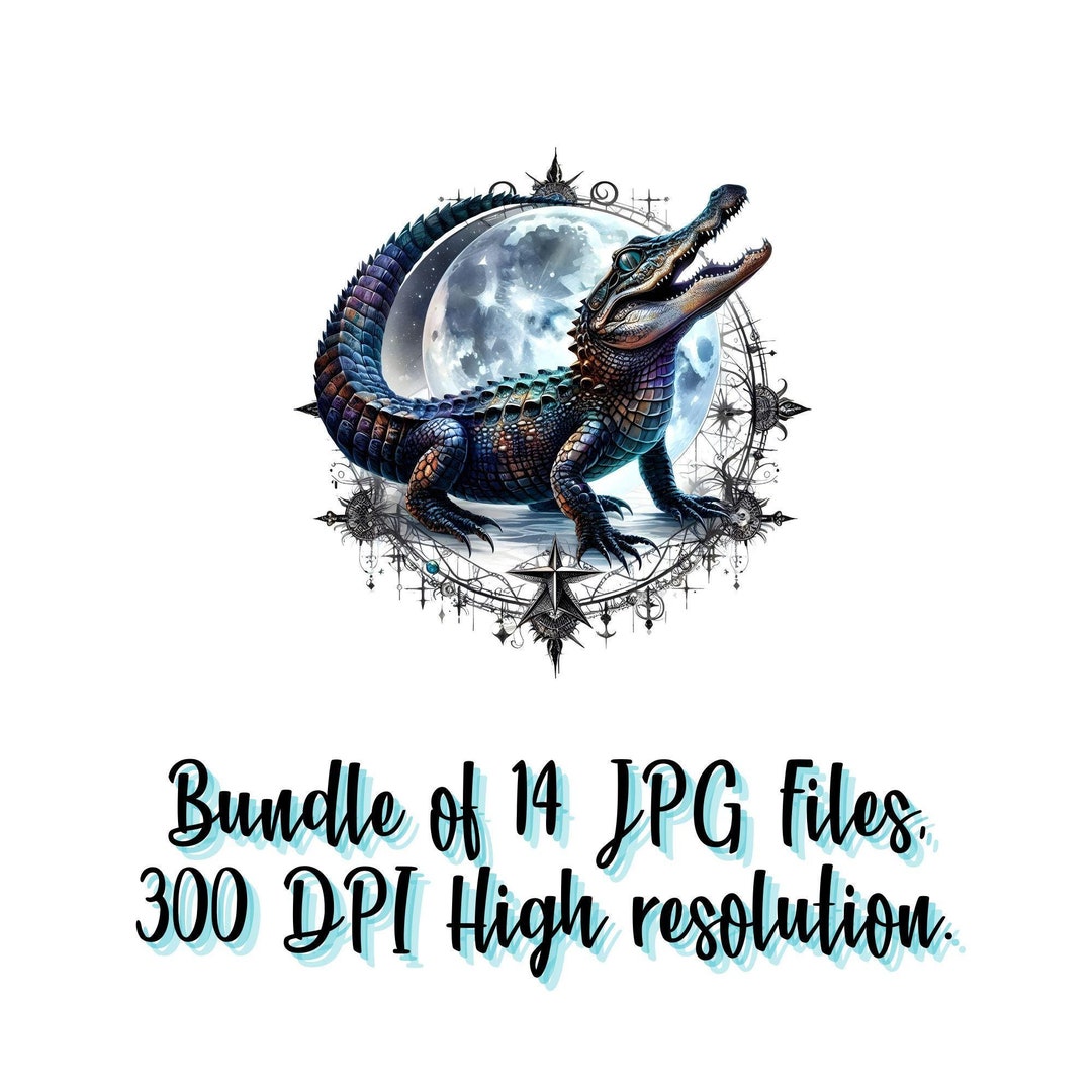 14 Gothic Alligator Fantasy Clipart JPG Files, Spirit Animal Tattoo ...