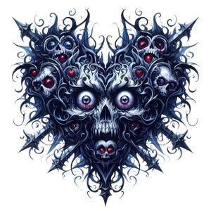 14 Watercolor Gothic Creepy Heart Fantasy Clipart JPG, Ceremony Symbol ...