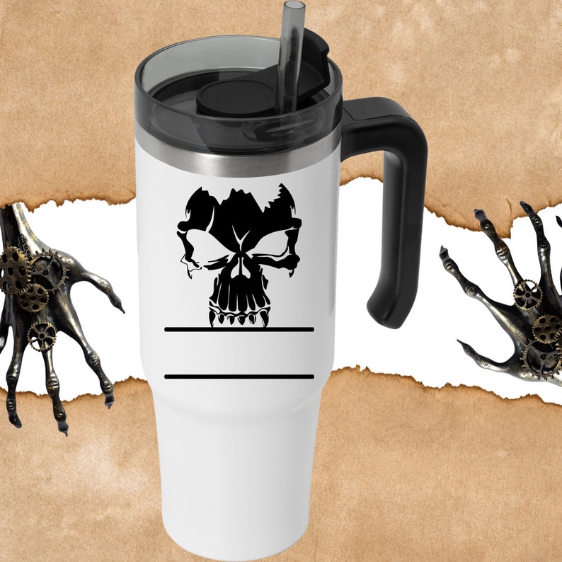 Split Monogram Gothic Single Skull Art Design SVG PNG, Instant Digital ...