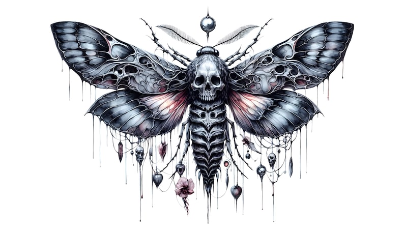 14 Watercolor Gothic Death Moth Clipart JPG Files, Spirit Animal Tattoo ...