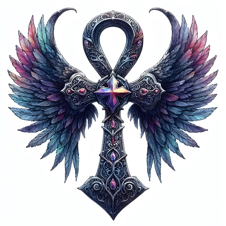 14 Watercolor Gothic Ankh Clipart JPG File, Fantasy Wall Decor, High ...