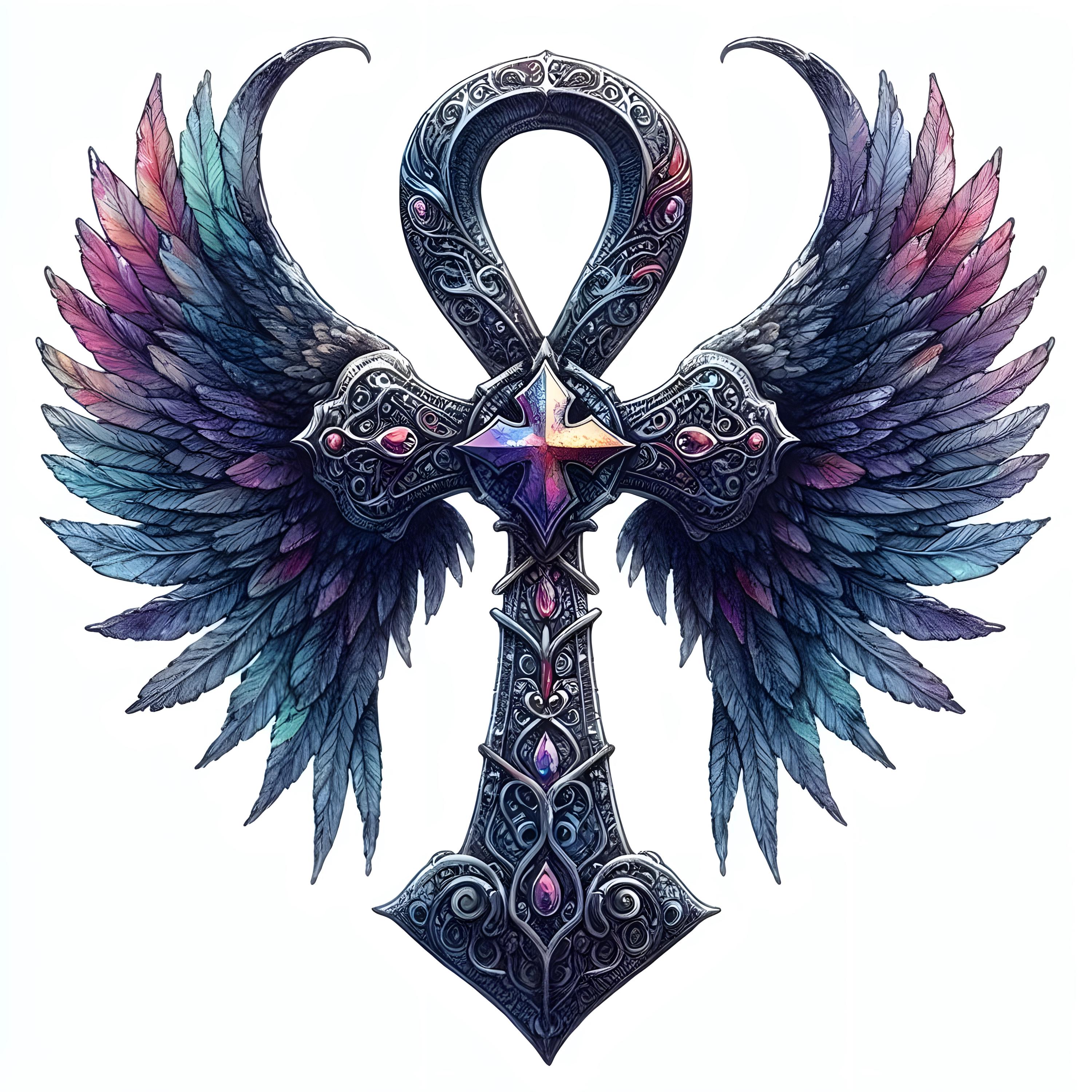 14 Watercolor Gothic Ankh Clipart JPG File, Fantasy Wall Decor, High ...