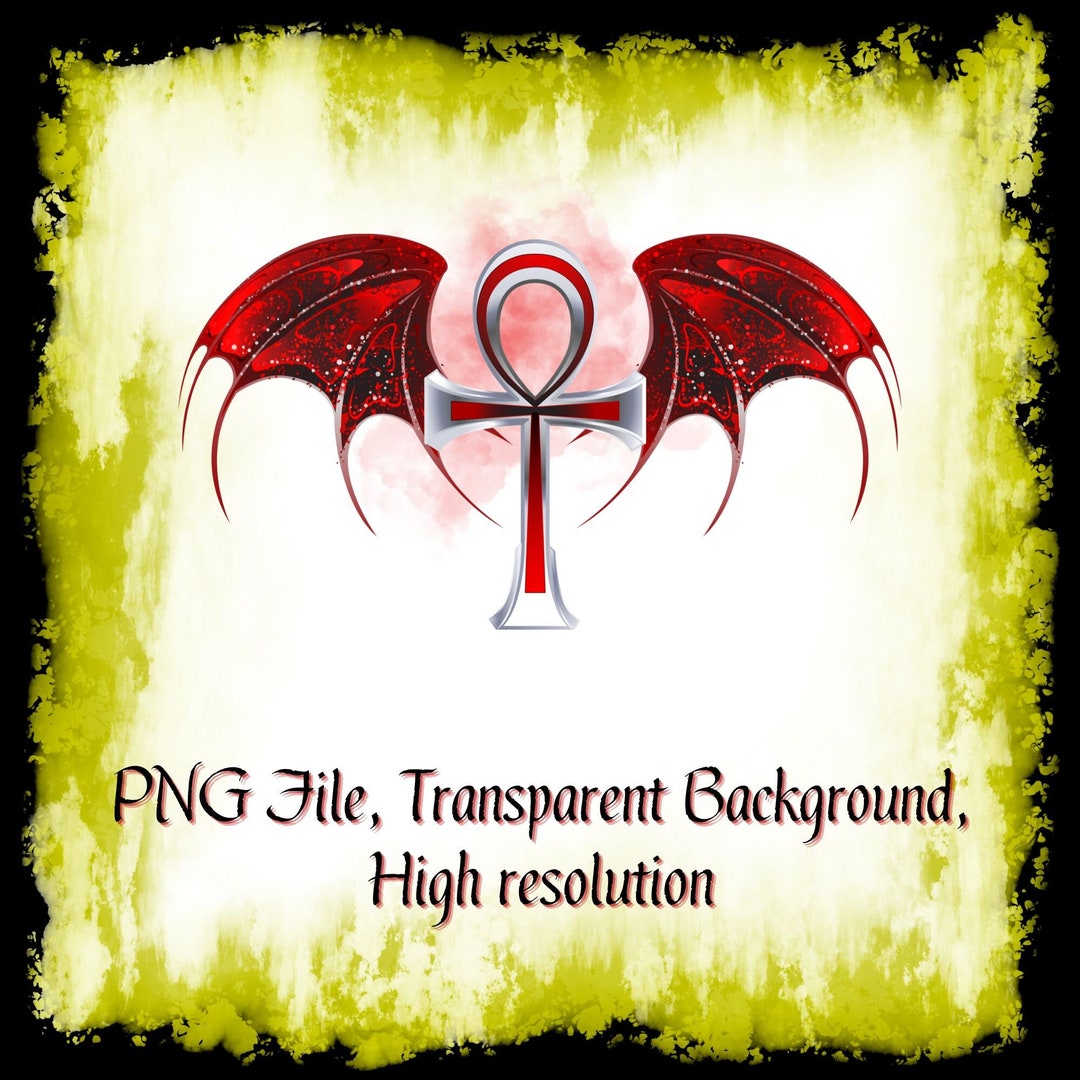Gothic Style Ankh With Wing PNG File, Textured Grunge Clipart ...