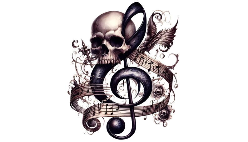 14 Watercolor Gothic Treble Clef Clipart JPG File, Fantasy Decor High ...