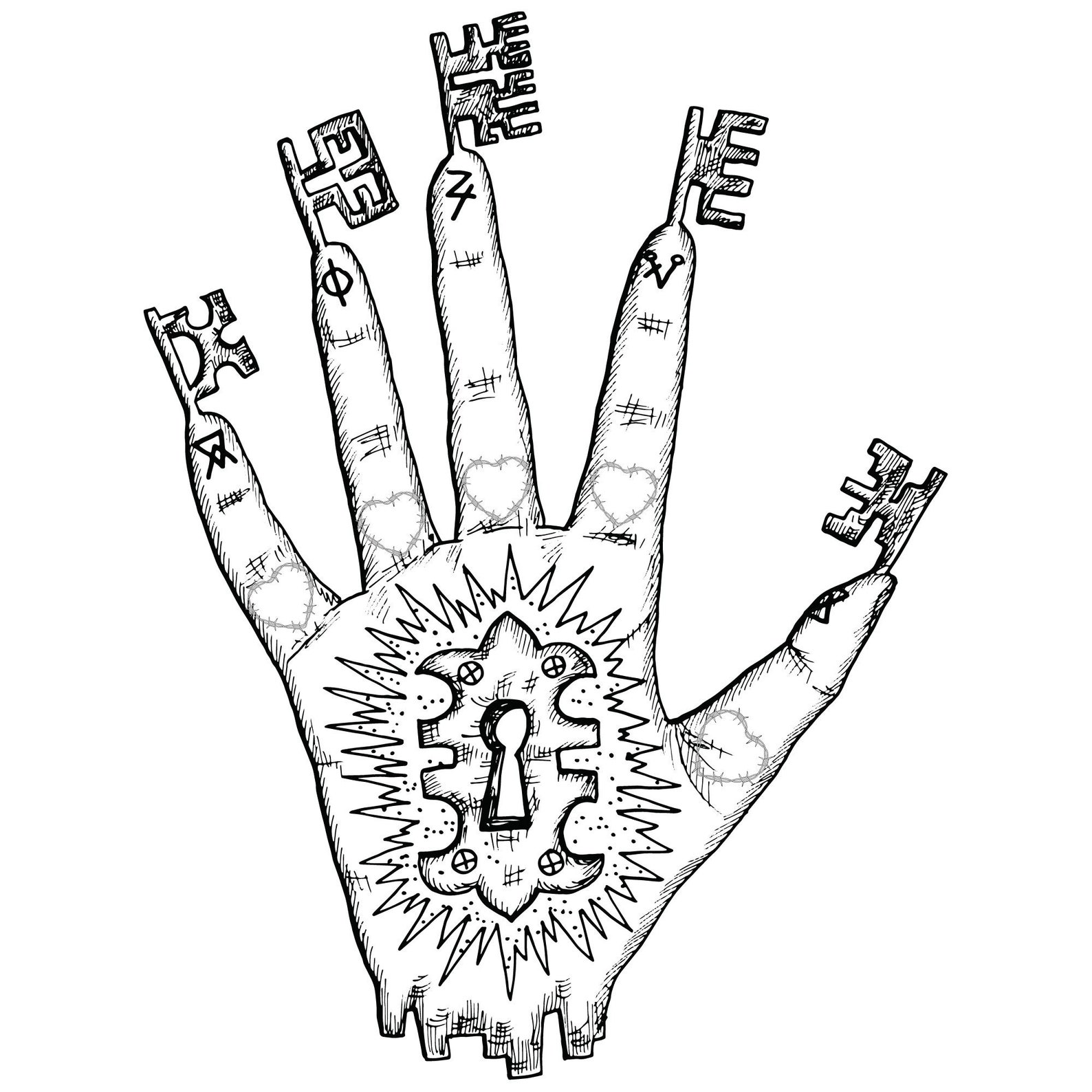 Gothic Style Hand With Keyhole SVG File, Heart Design, Clipart Vector ...