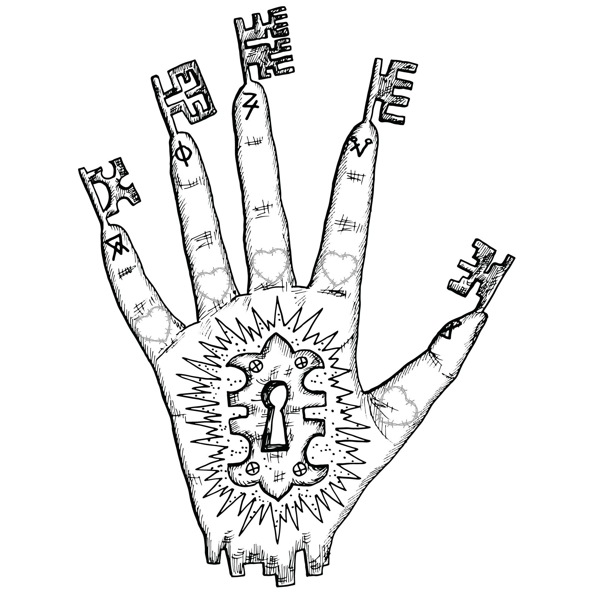Gothic Style Hand With Keyhole SVG File, Heart Design, Clipart Vector ...