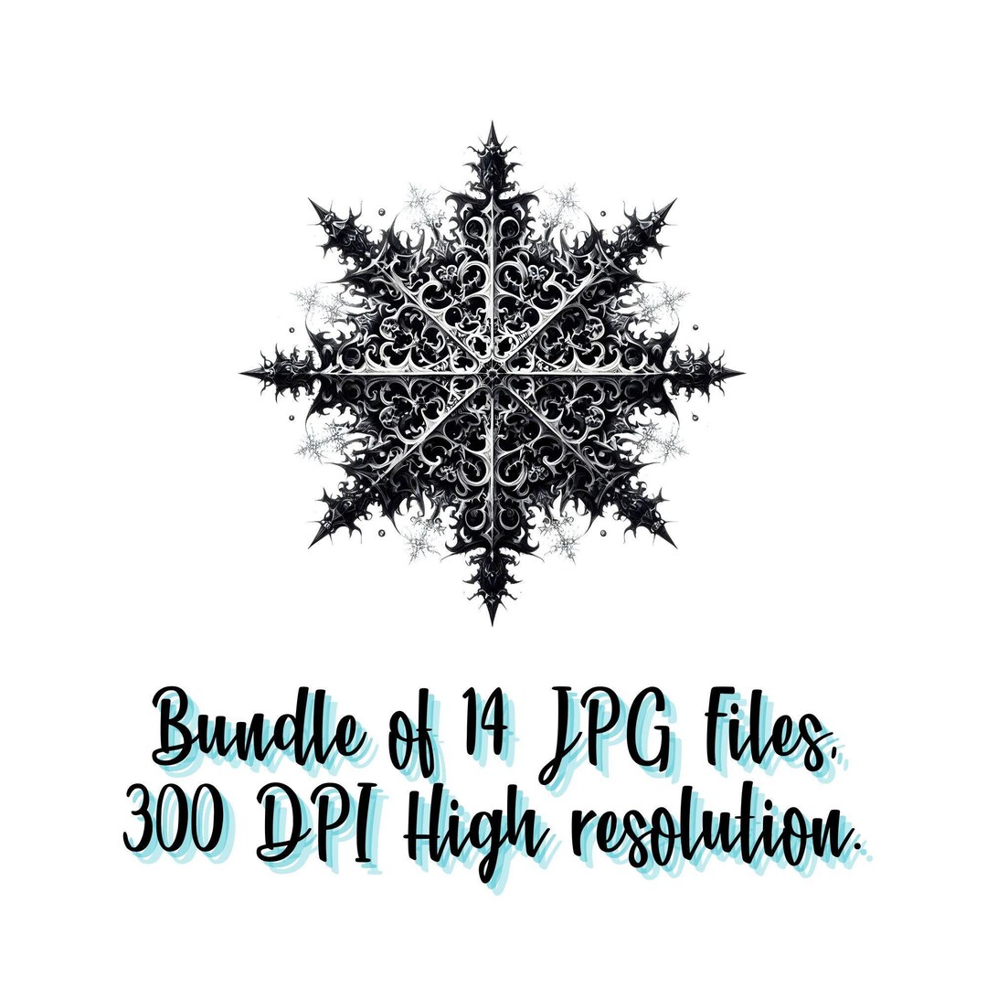 14 Watercolor Gothic Snowflake Clipart JPG Files, Christmas Clipart ...