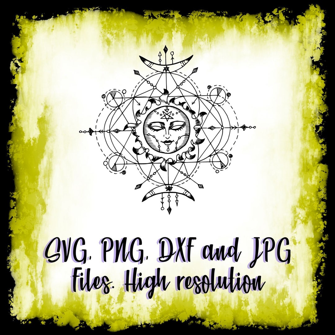 Gothic Style Vintage Sun Symbols SVG File, Heart Design, Clipart Vector ...