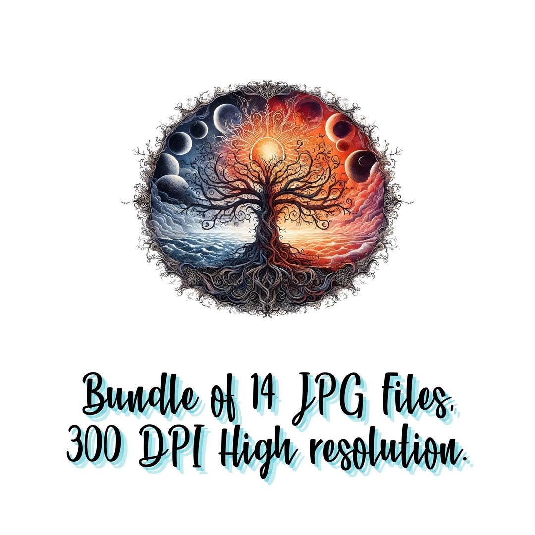 14 Watercolor Gothic Tree of Life Clipart JPG File, Fantasy Decor ...