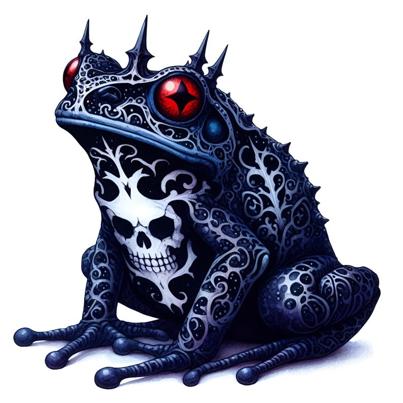 14 Watercolor Gothic Frog Clipart JPG File, Spirit Animal Tattoo Design ...