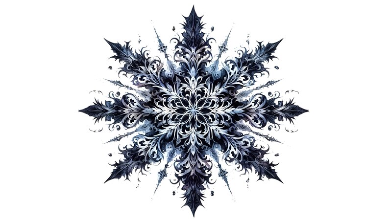 14 Watercolor Gothic Snowflake Clipart JPG Files, Christmas Clipart ...