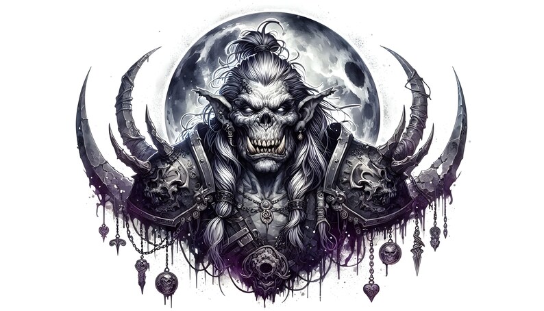 14 Watercolor Gothic Orc Clipart JPG Files, Fantasy Tattoo Design, Role ...