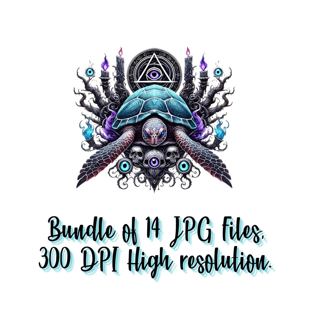 14 Watercolor Gothic Turtle Fantasy Clipart JPG Files, Spirit Animal ...