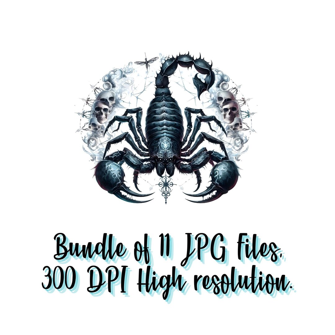 11 Watercolor Gothic Scorpion Clipart JPG Files, Animal Tattoo Design ...