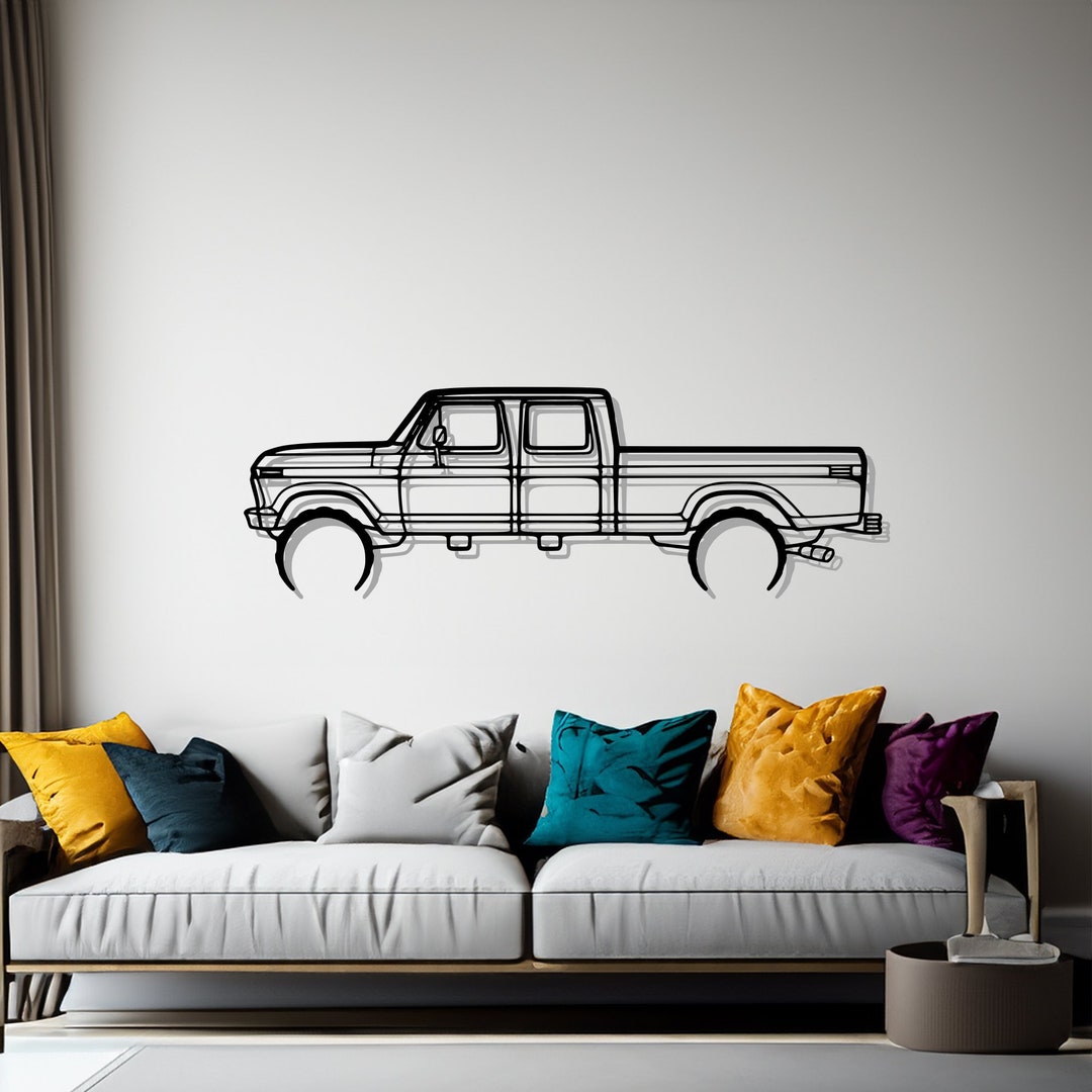 F350 1976 Detailed Metal Car Silhouette Wall Art, Gift For Car Lovers ...