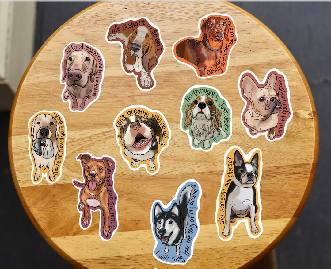 Dog Breed Stickers, Funny Dog Stickers, Pet Stickers, Hand-drawn ...