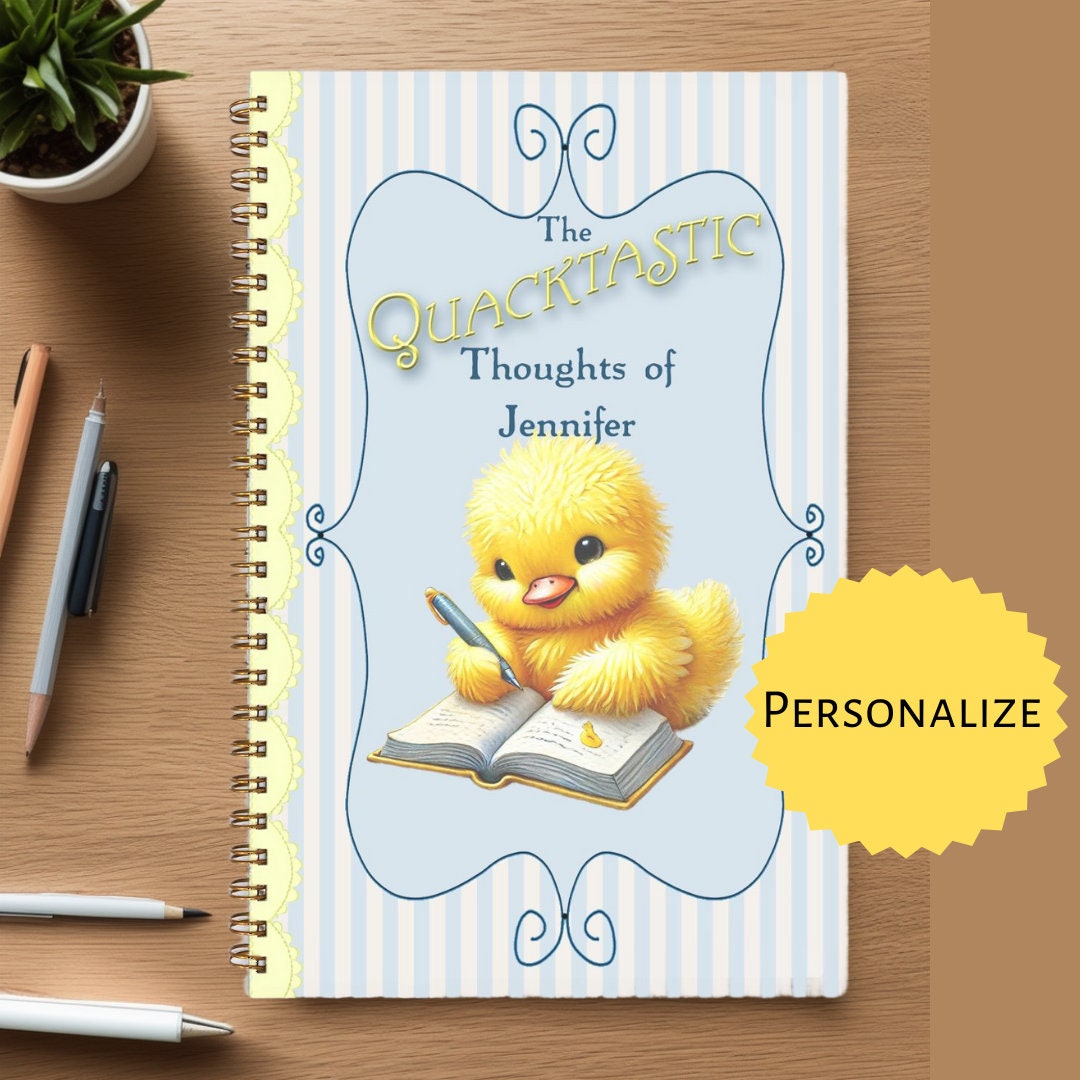 Cute Vintage Duck Personalized Journal Spiral Hardcover Notebook ...