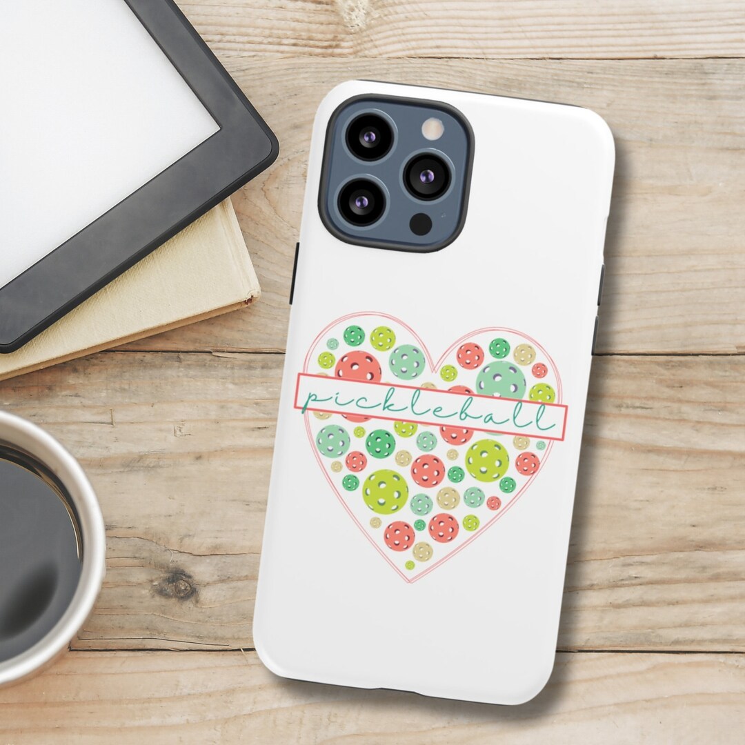 Pickleball Phone Case Women's Pickle Ball Heart Design White Apple ...