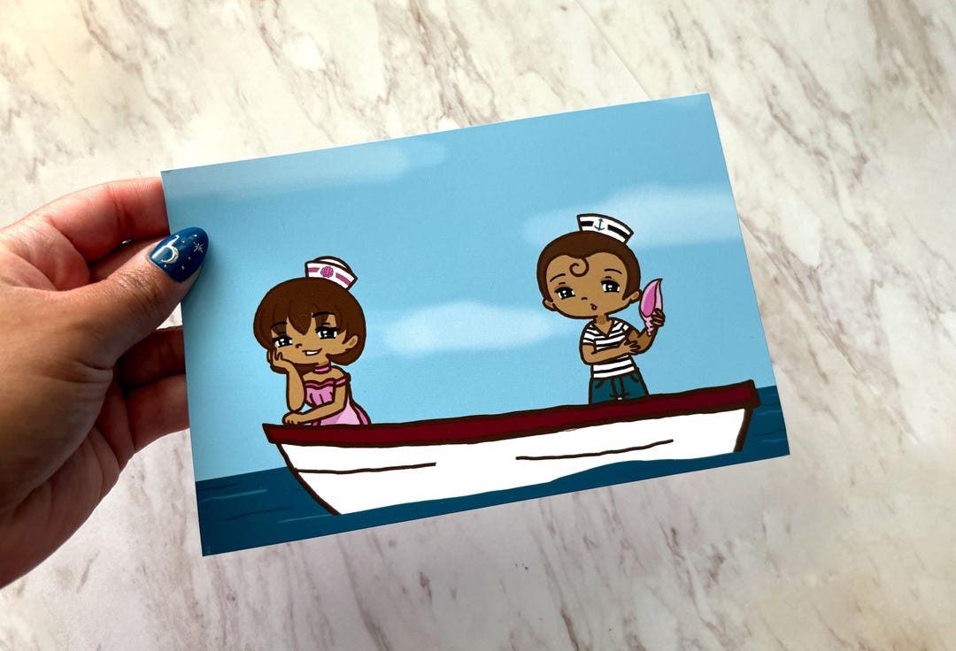 Nautical Sailor Art Print, DD and Cole Summer Seascape (5x7) - Etsy
