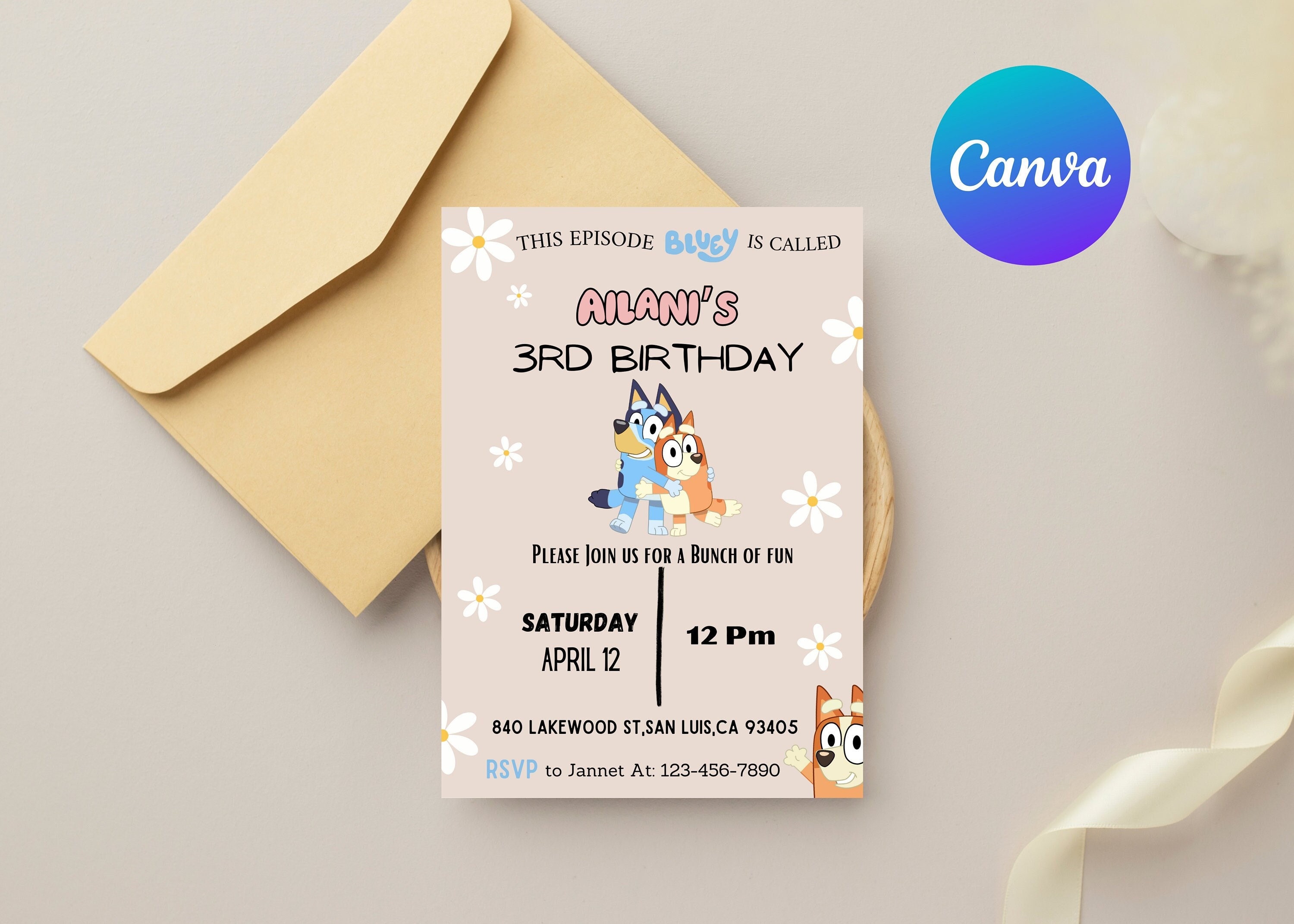 Bluey and Bingo Birthday Invitation-editable Template-instant Download ...