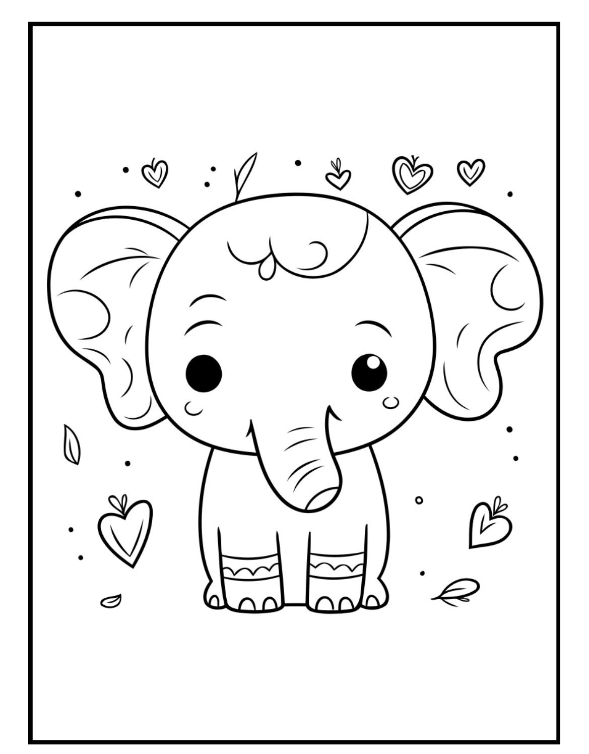 Large Elephant Printable Coloring Sheets Easy and Bold Craft Cut Outs ...