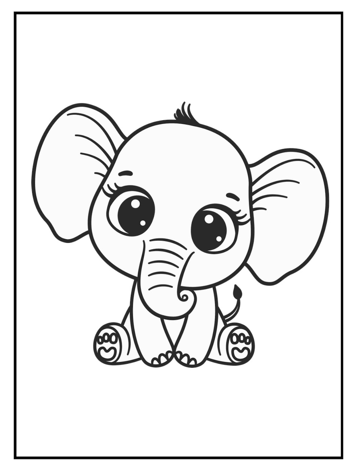 Elephant Print Out Coloring Pages - Etsy